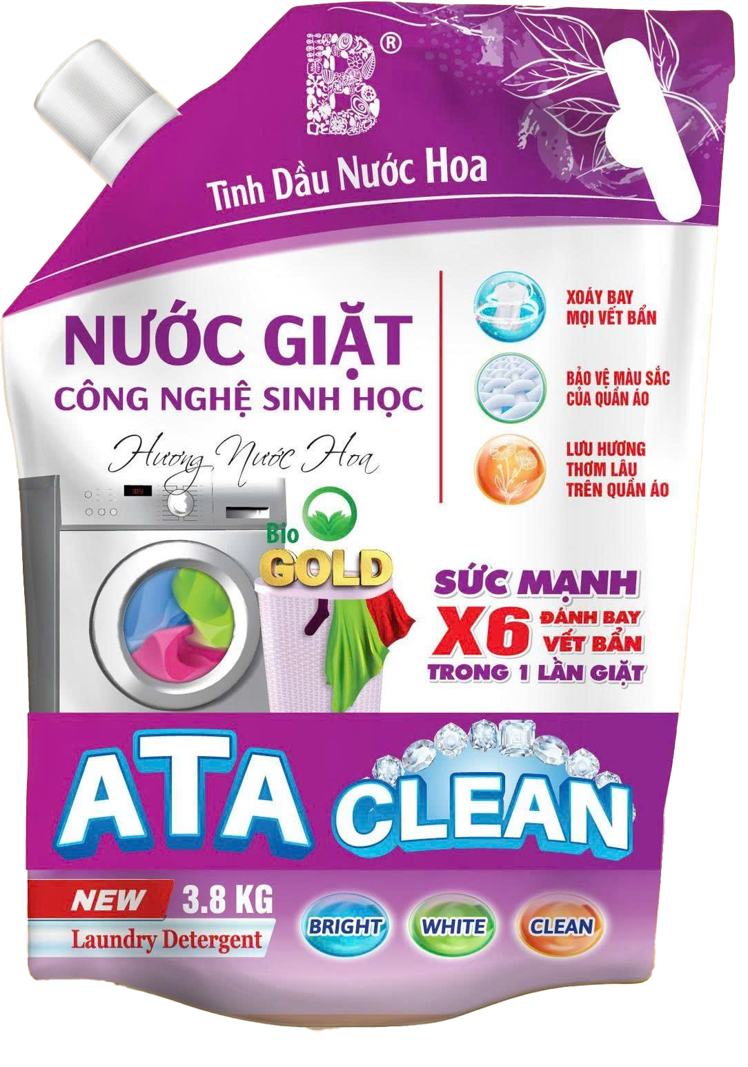 Túi nước giặt ATA CLEAN 3,8Kg hương nước hoa – ATA Clean